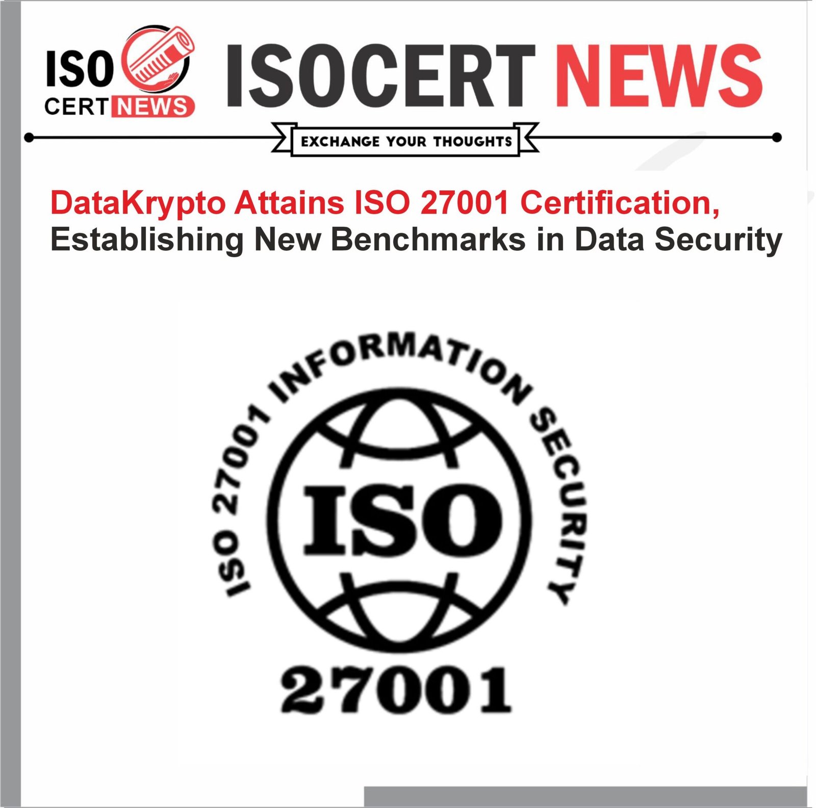 DataKrypto achieves ISO 27001 Certification